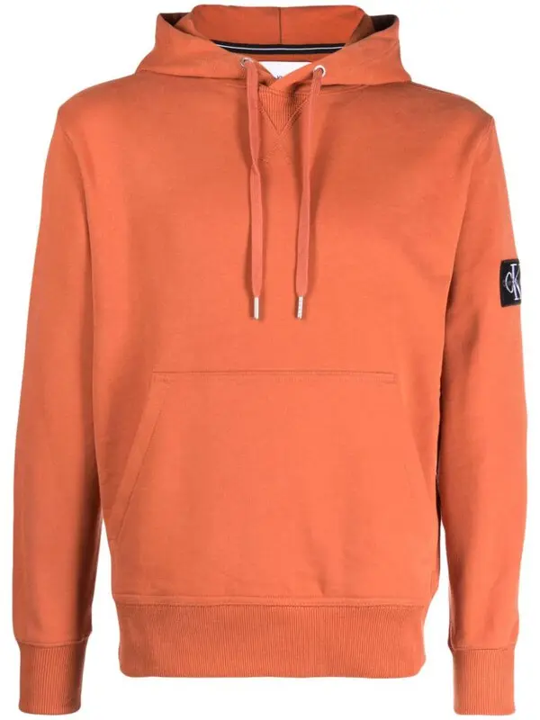 Calvin Klein Compass Logo-Patch Hoodie In Orange 20% Off