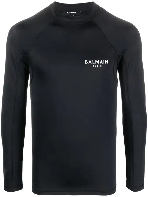 Balmain Logo-Print Long-Sleeve T-Shirt - Black - 12% Off