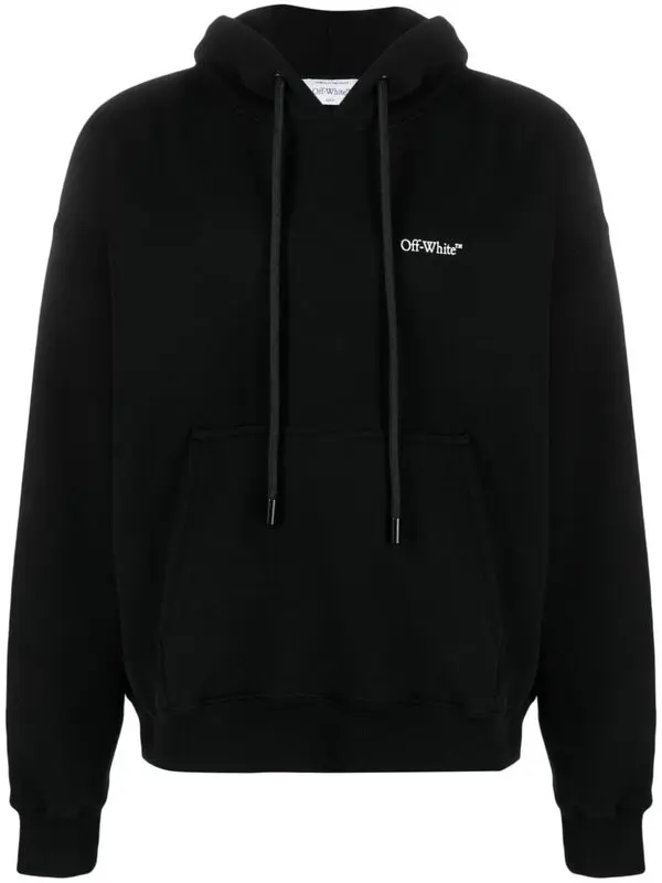 Off-White Logo-print Long-sleeve Hoodie - Black