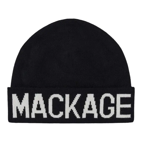 Mackage Kiko Knit Merino Blend Logo Hat - Black | Editorialist