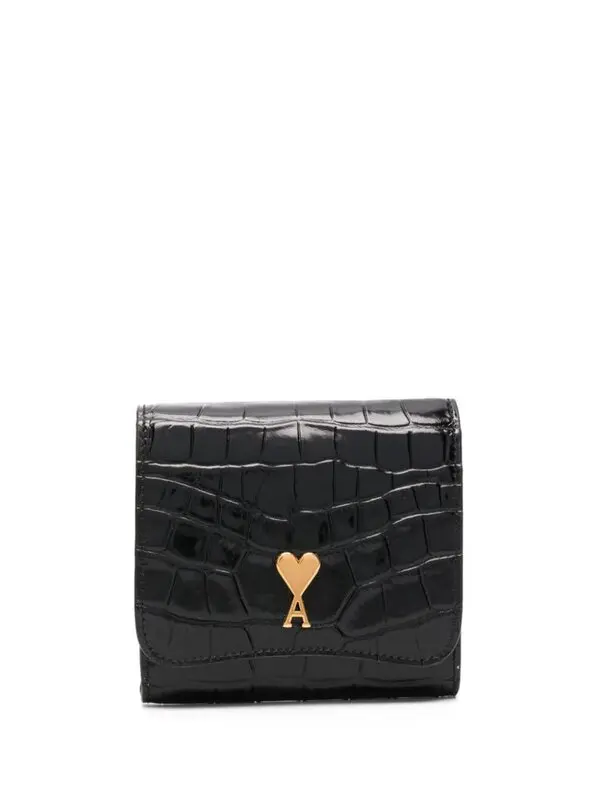 Buy Ami Paris Paris Crocodile-embossed Logo Wallet - Wool Tricontine ...