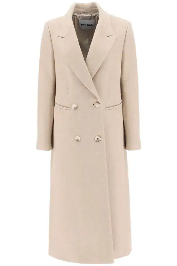 Ivy Oak Double-Breasted Wool Coat In Beige 60% Off Editorialist