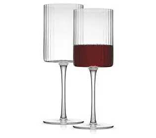 JOYJOLT Elle Set Of 17.5oz Fluted Cylinder Ed Wine Glass