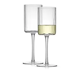 JOYJOLT Set Of 11.5oz Elle Fluted Cylinder W Hite Wine Glass