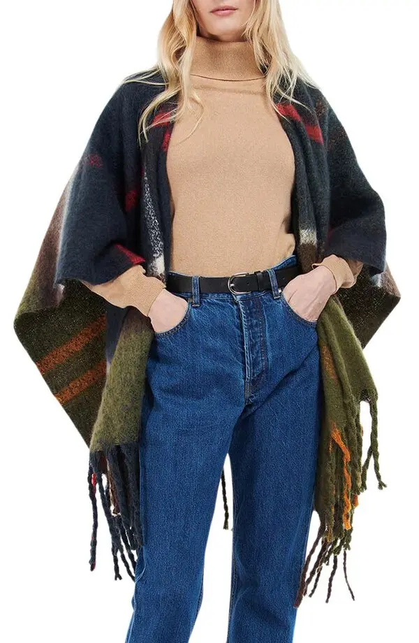 Barbour Isla Bouclé Plaid Shawl