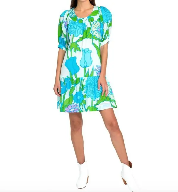 Buy OLIVIA JAMES THE LABEL Anna Dress In Mod Floral Aqua - Multi At 35% ...