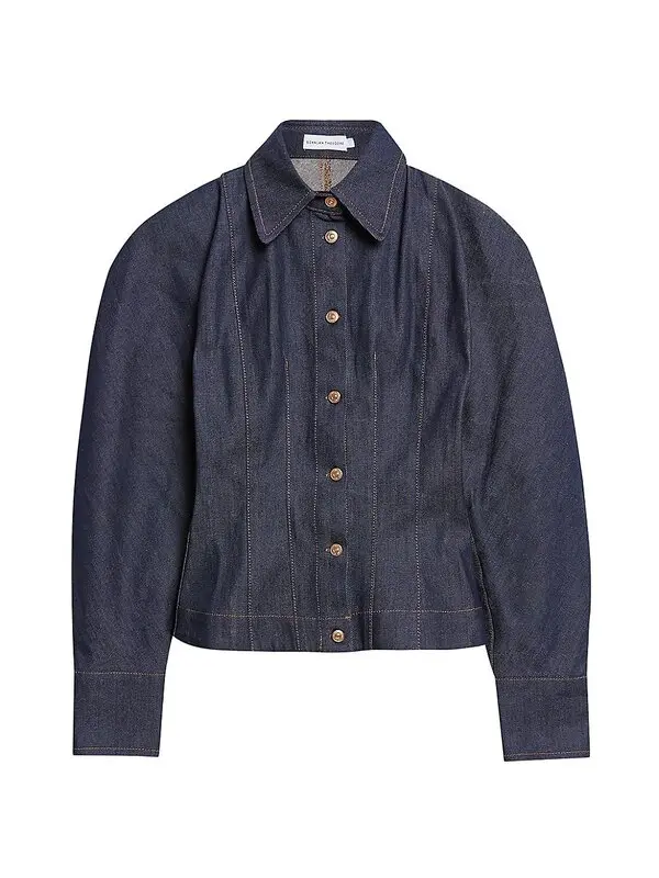 Scanlan Theodore Denim Puff-sleeve Jacket - Indigo | Editorialist