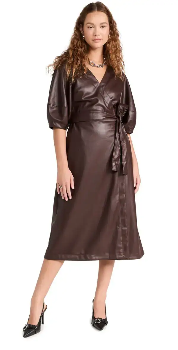 knee length dresses for ladies Keyana Strapless Faux Leather Dress