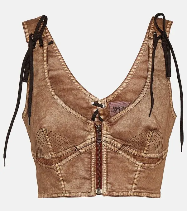 Jean Paul Gaultier X Knwls Cropped Denim Corset Top
