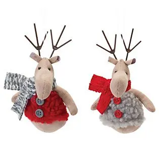 MELROSE Plush Deer With Sweater Ornament