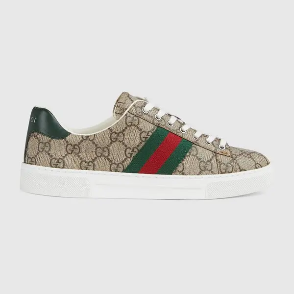 Gucci Ace Sneaker With Web Gg Canvas - Beige