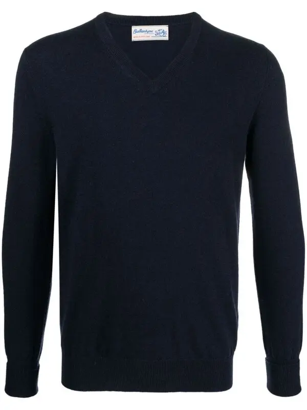 BALLANTYNE V-neck Cashmere Jumper - Blue
