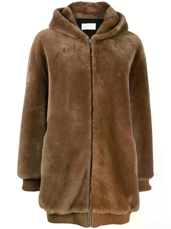 YVES SALOMON Zip-up Hooded Oversized Coat