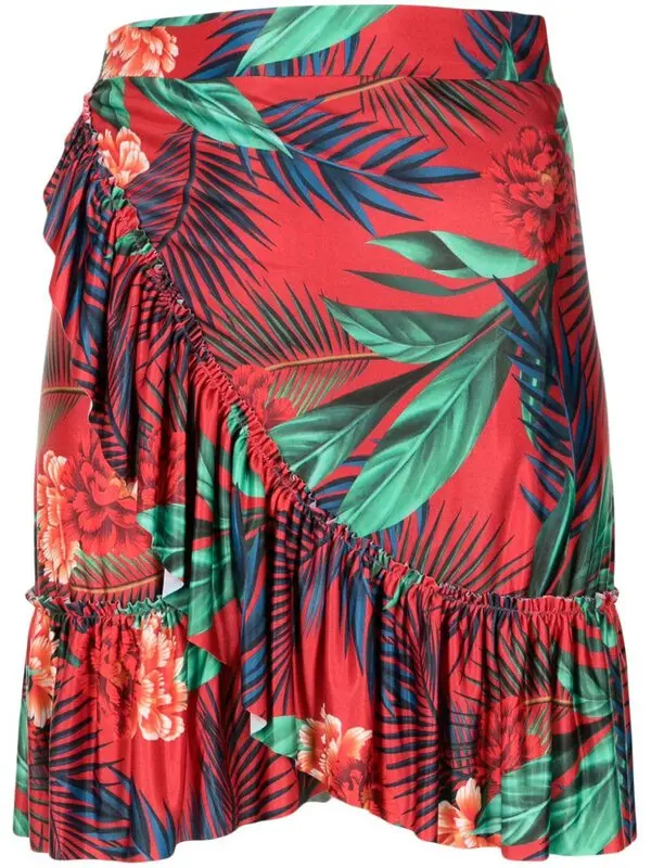 LYGIA & NANNY Laurita Botanical-print Wrap Skirt - Red