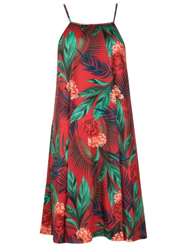 LYGIA & NANNY Isis Botanical-print Shift Dress - Red