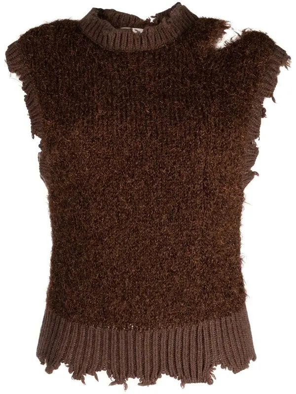 MULLER OF YOSHIOKUBO Distressed Glitter Knit Vest