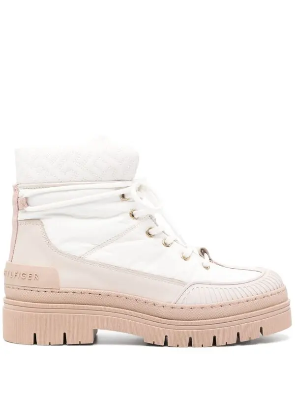 Tommy Hilfiger Quilted Panelled Boots - White