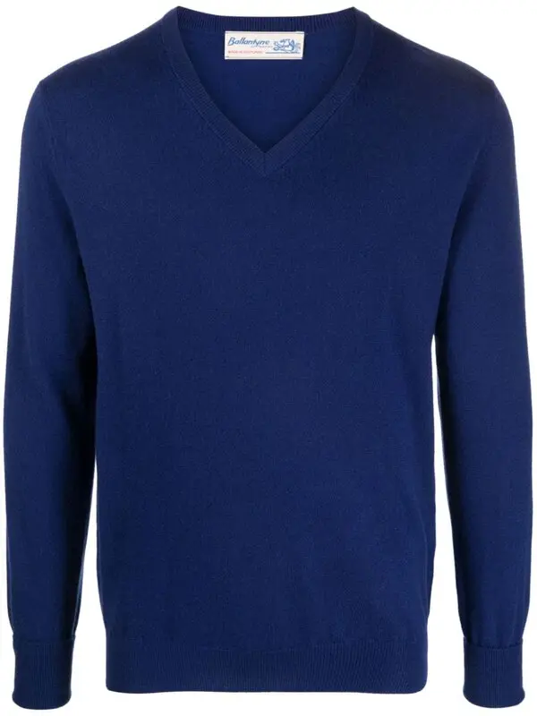 BALLANTYNE V-neck Cashmere Jumper - Blue