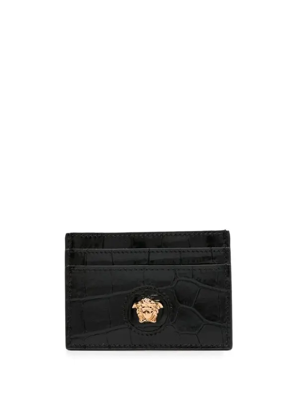 Versace Medusa Plaque Crocodile-effect Cardholder