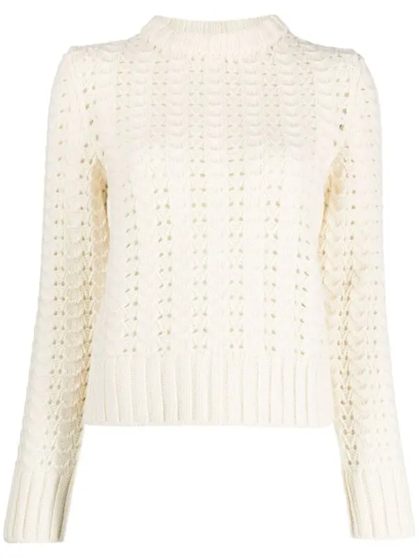Aspesi Crew-neck Pointelle-knit Jumper - Neutrals