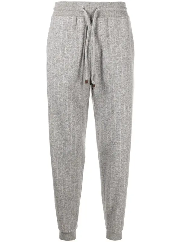 Brunello Cucinelli Striped Cashmere-blend Track Pants