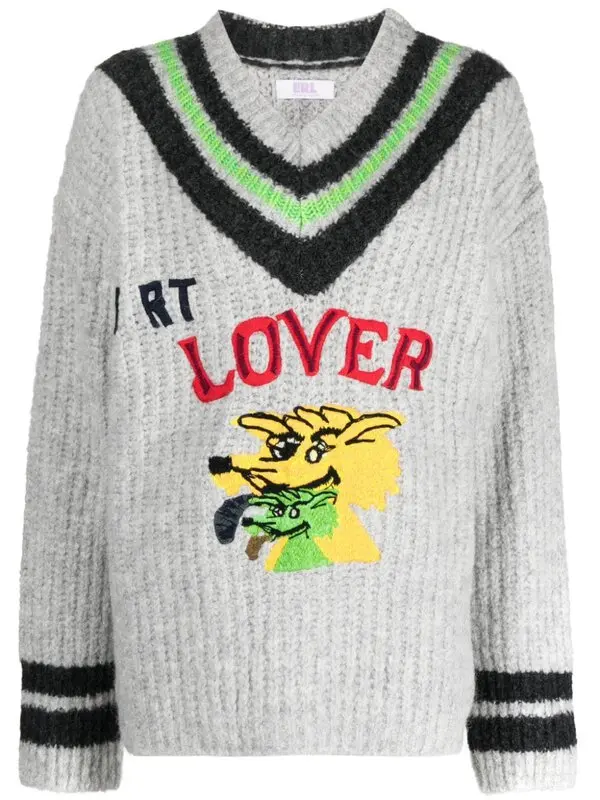 ERL Embroidered V-neck Jumper
