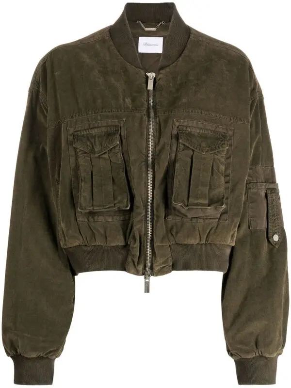 Blumarine Cropped Bomber Jacket - Green
