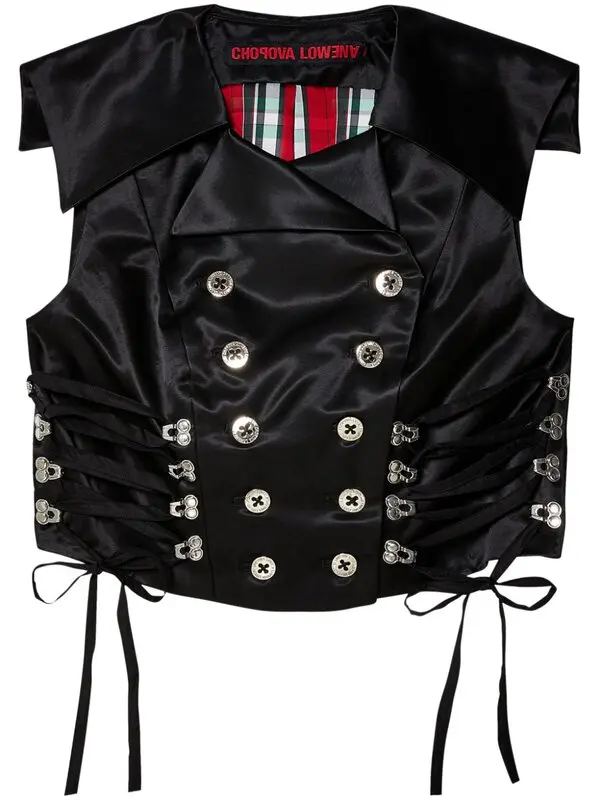 CHOPOVA LOWENA Satin-finish Lace-up Waistcoat