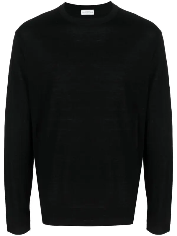BALLANTYNE Round Neck Wool Jumper - Black
