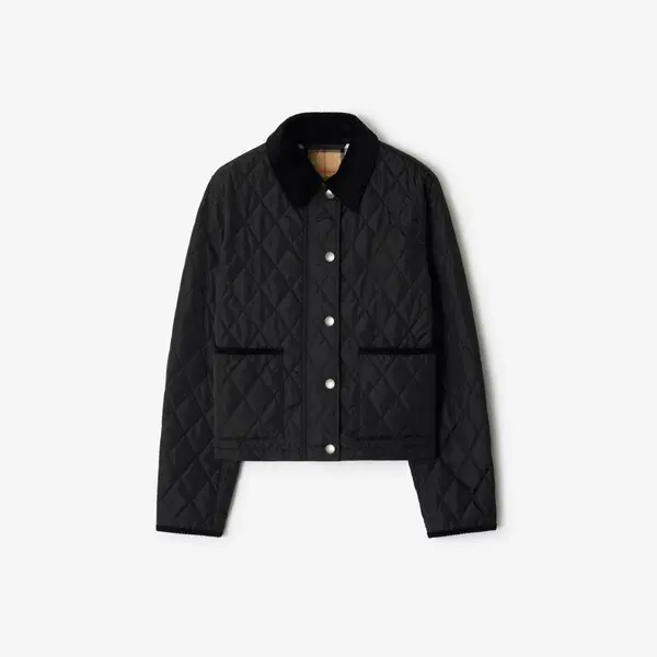Burberry Quilted Cropped Nylon Jacket - Black/sand
