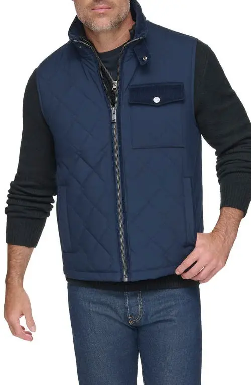 Andrew Marc Barnet Water Resistant Quilted Vest - Ink