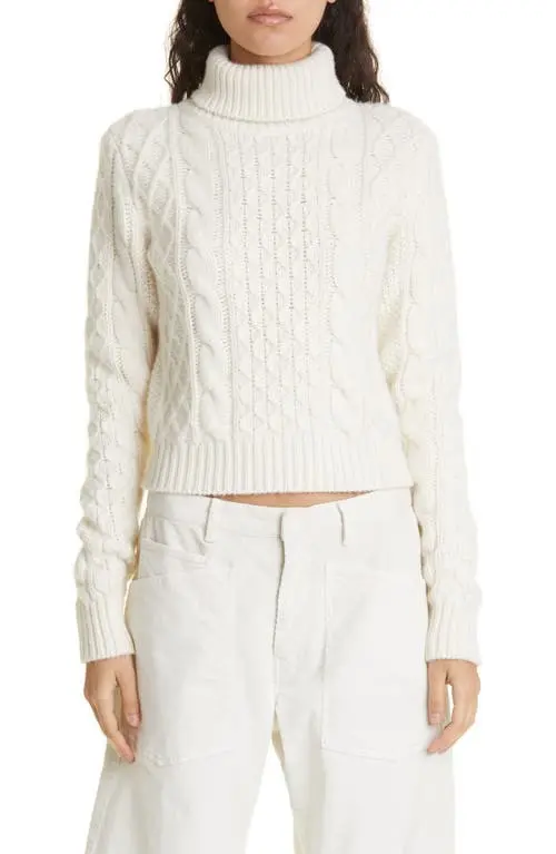 NILI LOTAN Andrina Wool & Cashmere Cable Turtleneck Sweater
