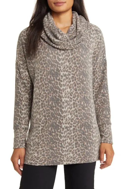 Loveappella Cowl Neck Tunic - Gray/charcoal