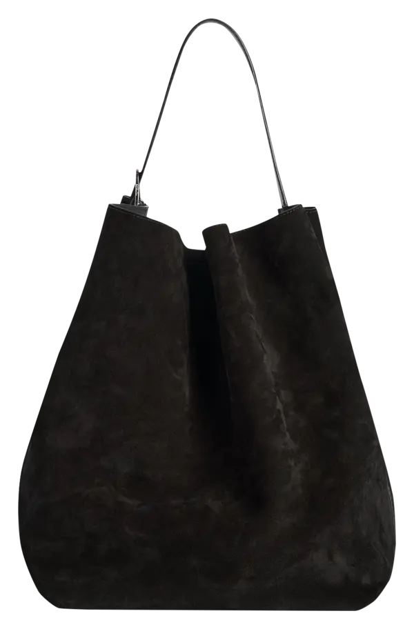 TOTÊME Belted Suede Tote Bag - Espresso