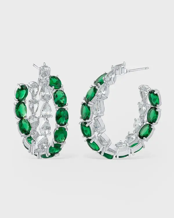 KENNETH JAY LANE Pear And Oval Cubic Zirconia Hoop Earrings