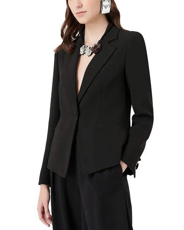 Emporio Armani Cady Crepe Blazer - Solid Black
