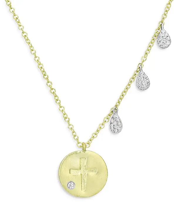 Meira T 14k Yellow Diamond Cross Disc Necklace - Gold