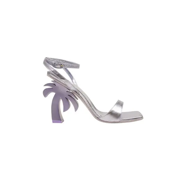 Buy Palm Angels Leather Palm Tree Sandal Heel - Purple At 5% Off ...