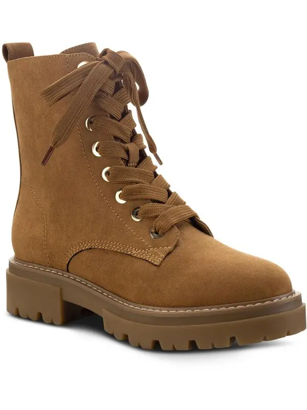 Buy SUN + STONE Tiiaa Faux Leather Lugged Sole Combat & Laceup Boots ...
