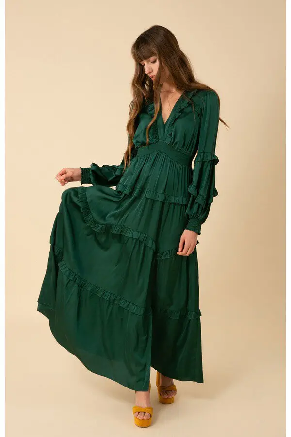 Hale Bob Mathilde Tiered Maxi Dress - Green