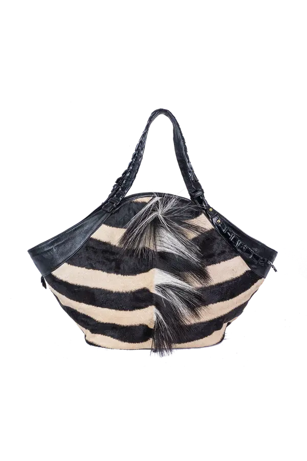 NORTON AND HODGES Mont Rochelle Zebra Mane And Crocodile Tote