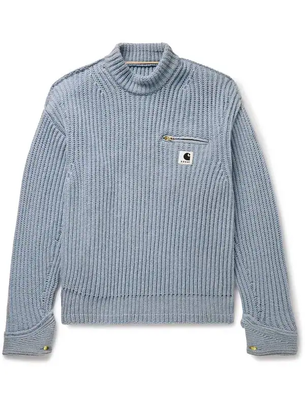 Sacai Carhartt Wip Detroit Ribbed Wool And Nylon-Blend Sweater