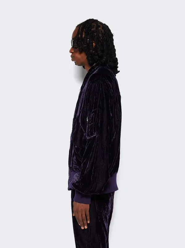 SEVENTH HEAVEN Crushed Velvet Embroidered Flight Jacket - Purple ...