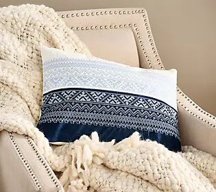 HOME REFLECTIONS Embroidered Velvet Fairisle Lumbar Pillow