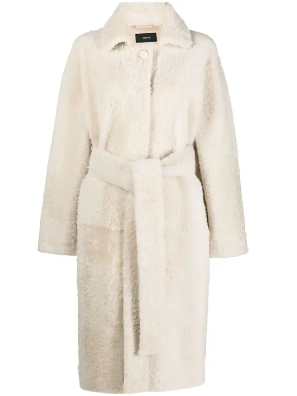 JOSEPH Belted Shearling Coat