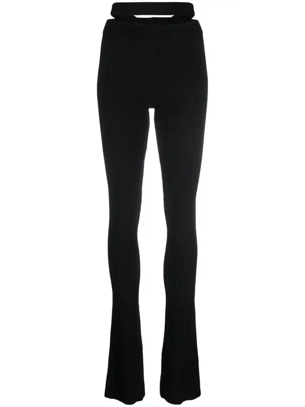 ANDREĀDAMO Ribbed-knit Flared Trousers - Black