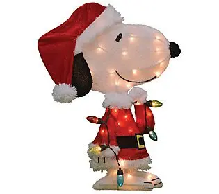 NORTHLIGHT 24' Lighted Santa Snoopy W String Li Hts Yard Decor