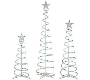 NORTHLIGHT S/3 Green Lighted Spiral Christmas T Rees- 3' 4' 6