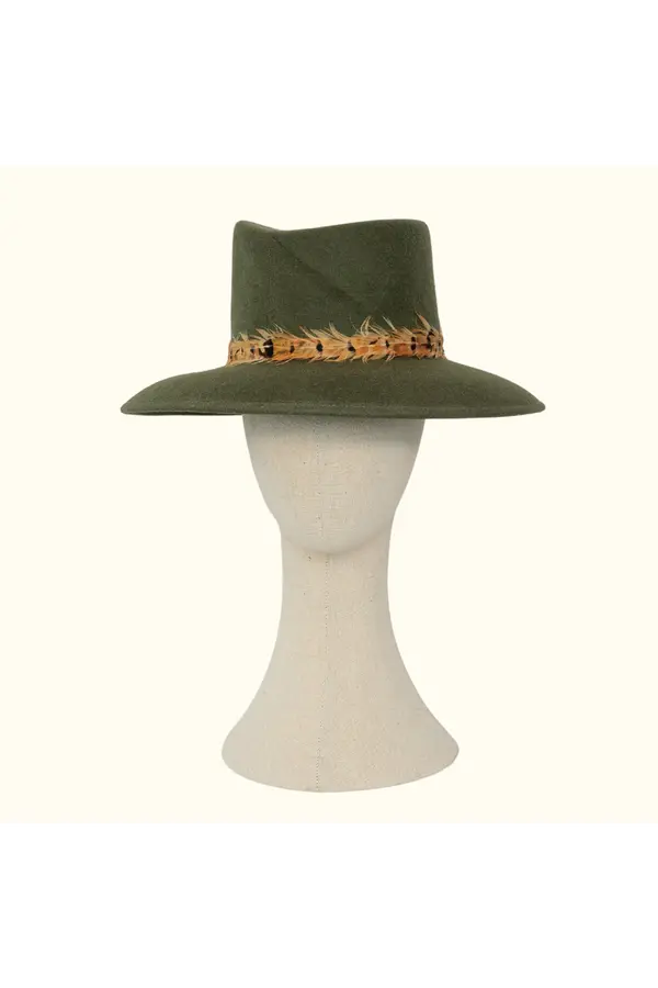 NORTON AND HODGES Sue Key Wool Hat With Feather Hatband