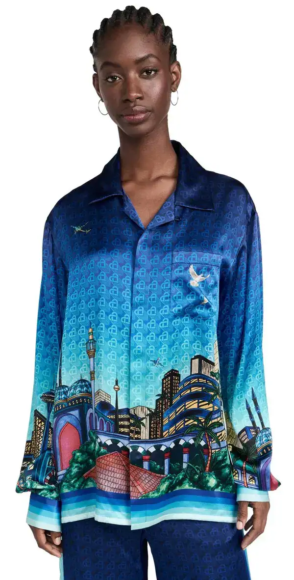 Casablanca Cuban Collar Long Sleeve Shirt In The Night View - 70 